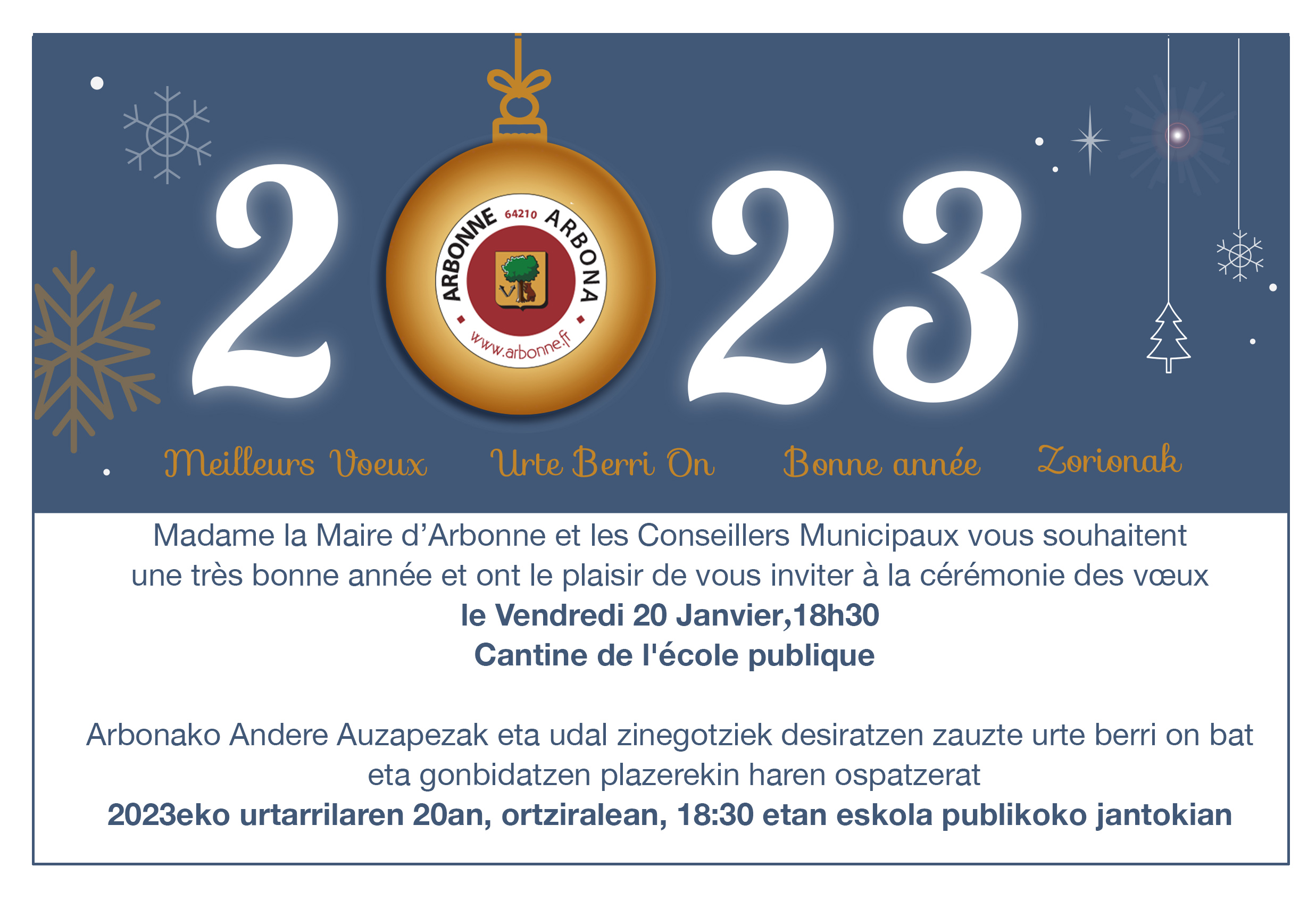 Cérémonie des vœux 20 janvier 2023 | Mairie d'Arbonne